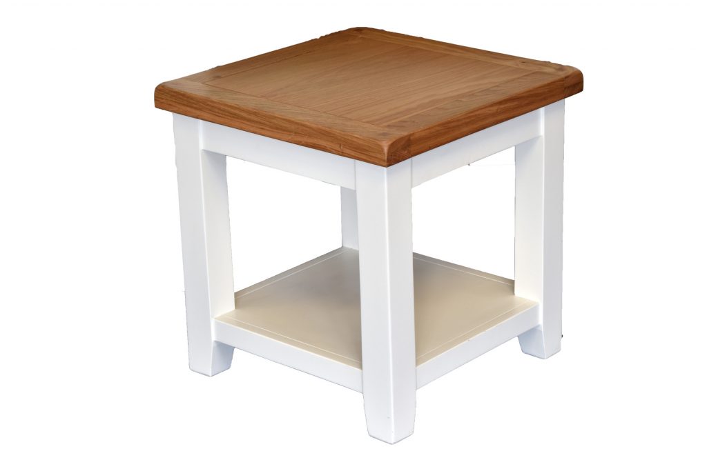 Harrogate White Lamp Side Table Solid Oak and Pine