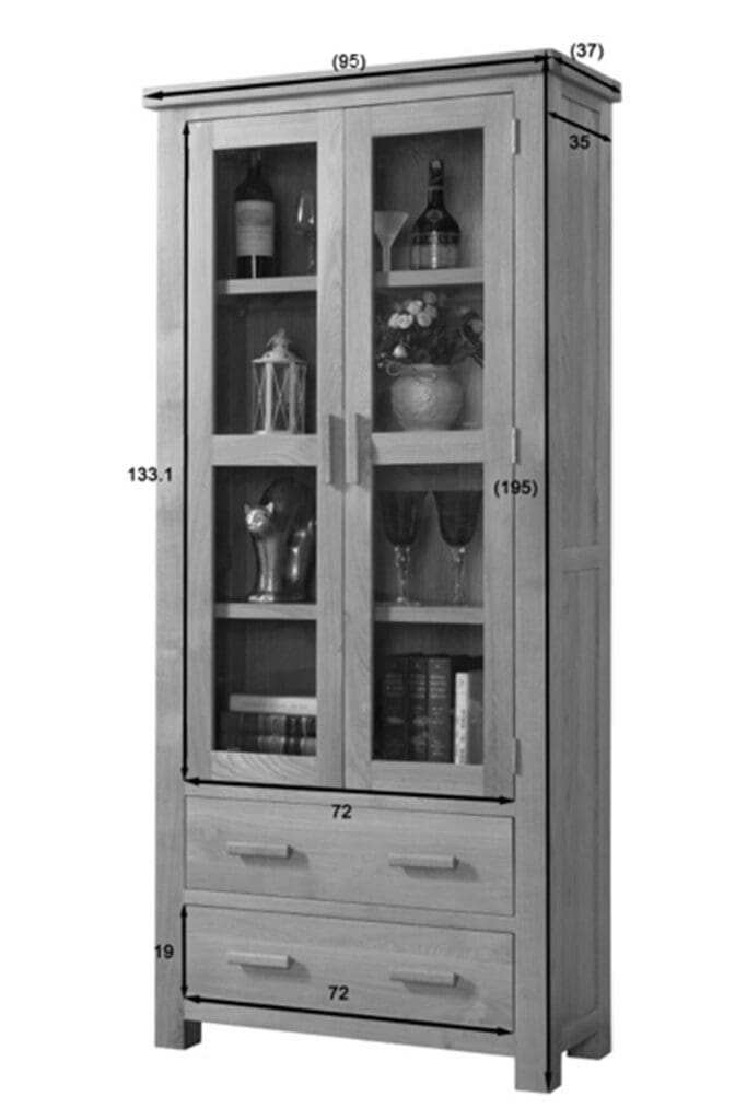 Burford Large Display Cabinet - Oak and Pine Online